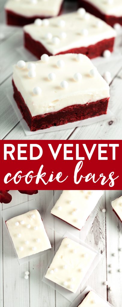 Red Velvet Cookie Bars with Cream Cheese Frosting
