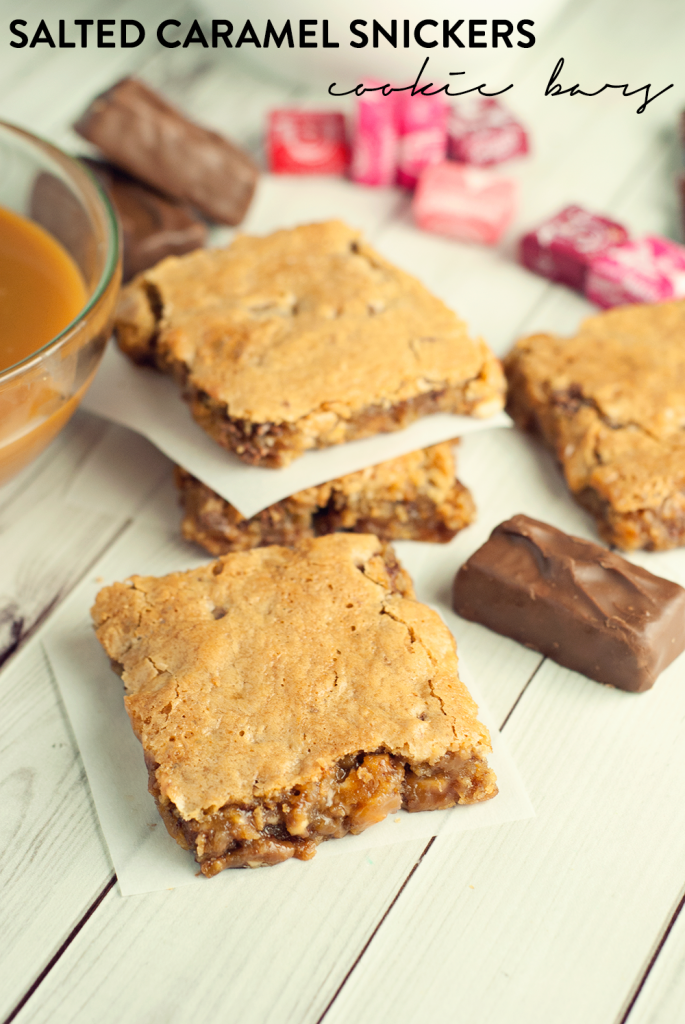 Salted Caramel Snickers Cookie Bars • A Simple Pantry