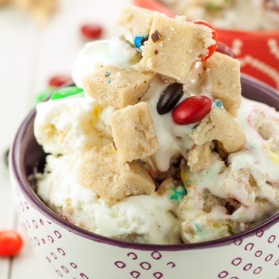 No Churn M&M's® Cookie Dough Ice Cream • A Simple Pantry