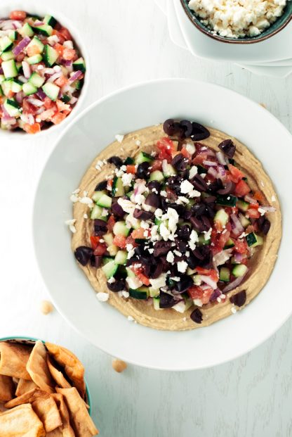 Zesty Loaded Mediterranean Hummus Dip • A Simple Pantry