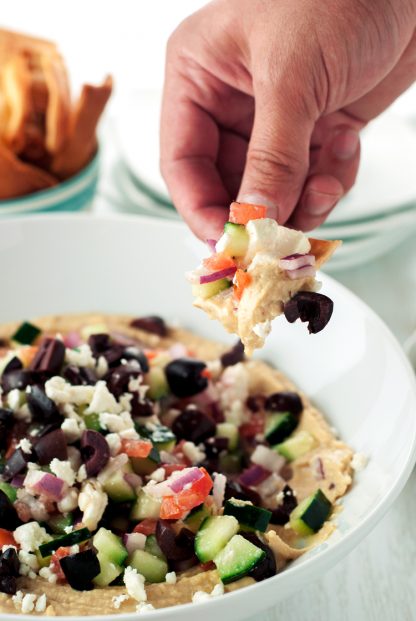 Zesty Loaded Mediterranean Hummus Dip • A Simple Pantry