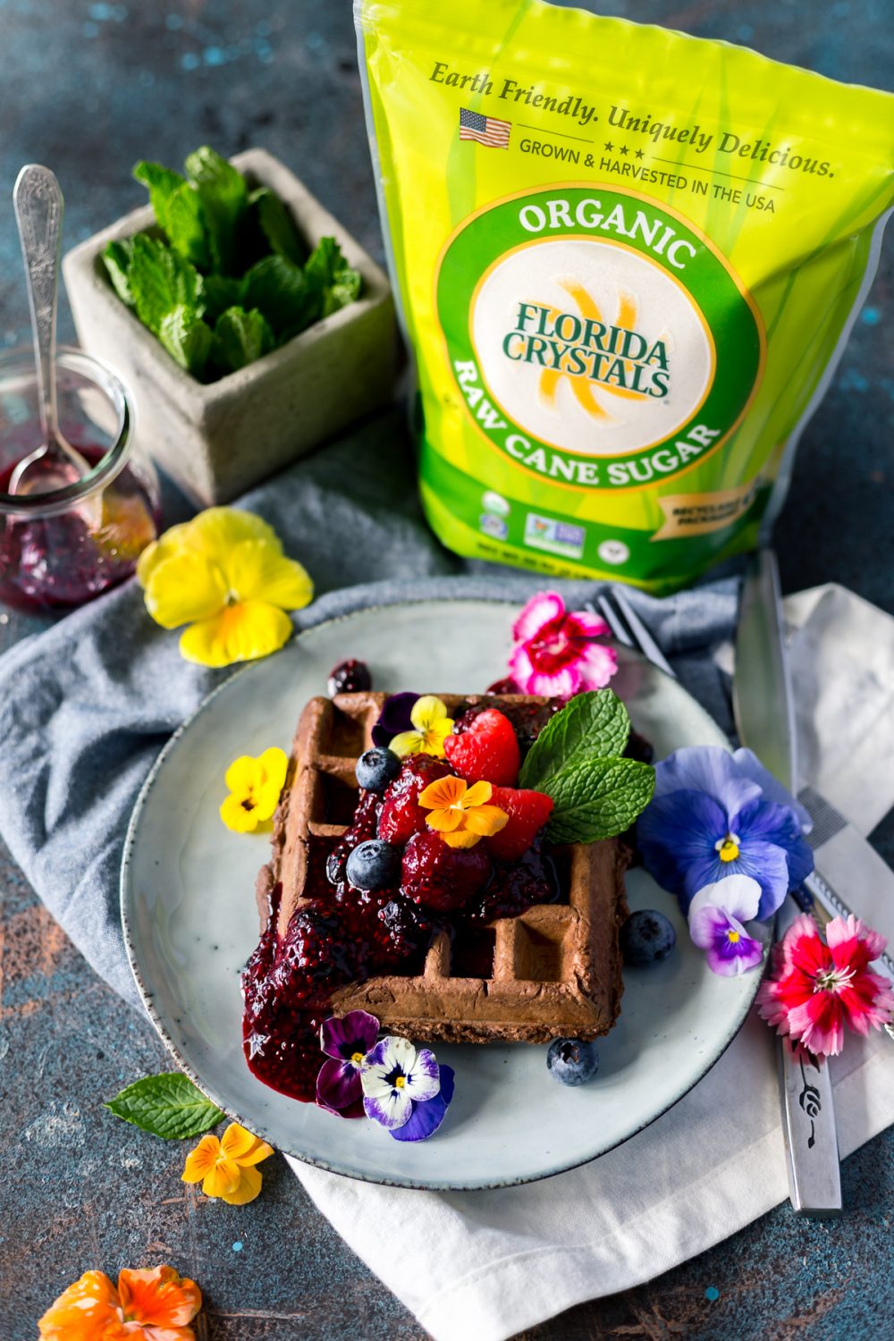 Sweet and Savory Chocolate Waffles with Triple Berry Compote • A Simple ...