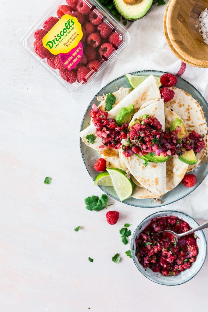 Pulled Pork Quesadilla Tacos with Spicy Raspberry Salsa • A Simple Pantry
