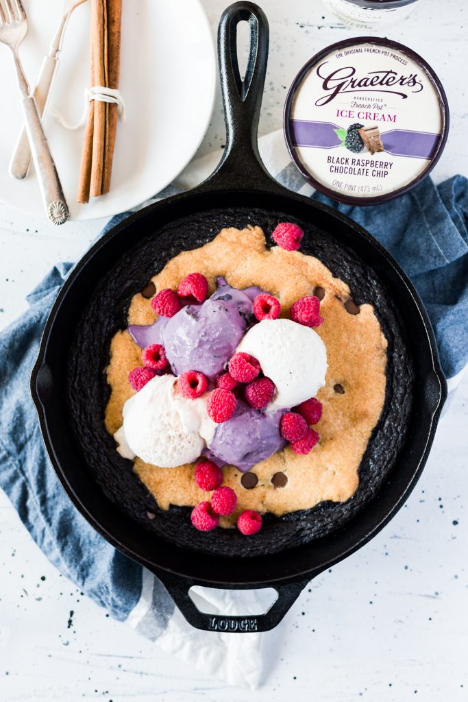 Raspberry Ripple Skillet Brookie • A Simple Pantry