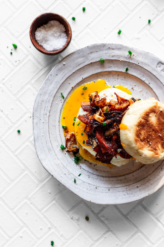 Maple Bacon English Muffin Breakfast Burger • A Simple Pantry