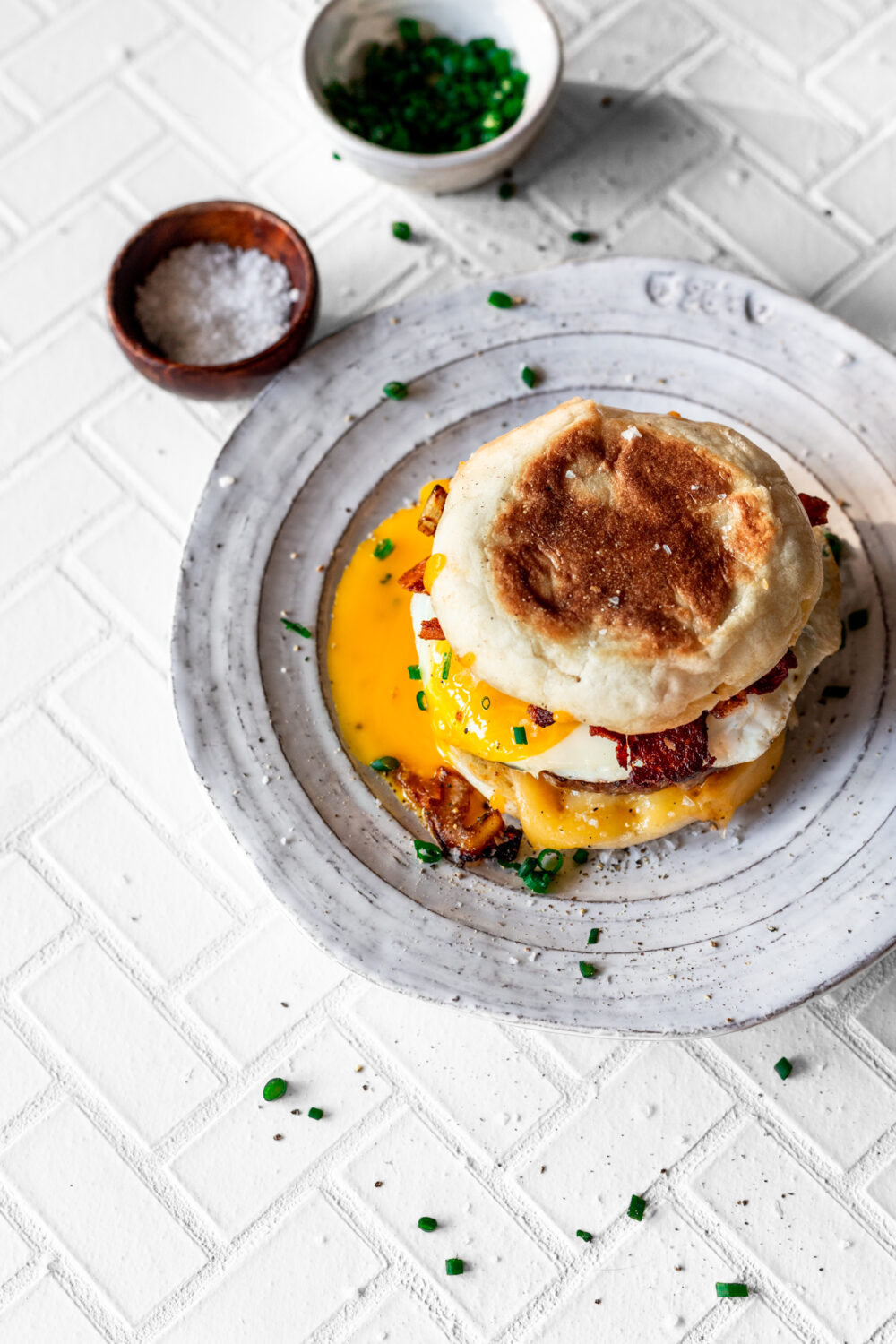 Maple Bacon English Muffin Breakfast Burger • A Simple Pantry
