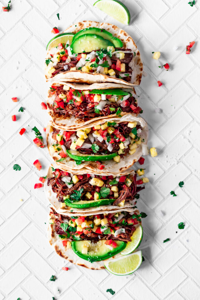 Chipotle Shredded Beef Tacos with Pineapple Pico • A Simple Pantry