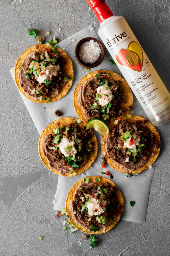 Bean and Beef Tostadas with Tomatillo Salsa Recipe • A Simple Pantry
