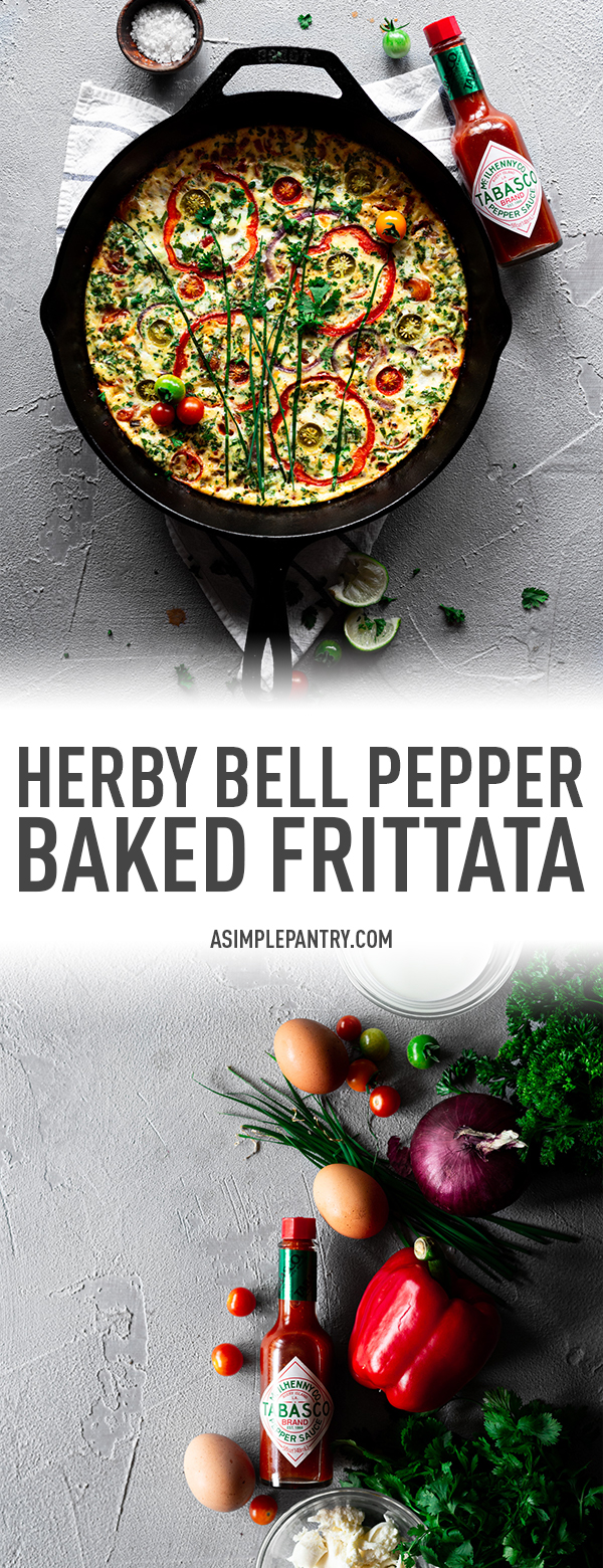 Herby Red Bell Pepper Baked Frittata Recipe • A Simple Pantry