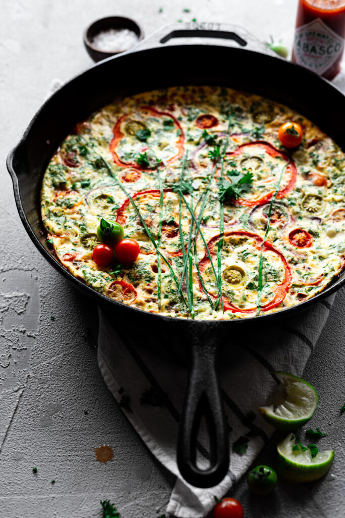 Herby Red Bell Pepper Baked Frittata Recipe • A Simple Pantry