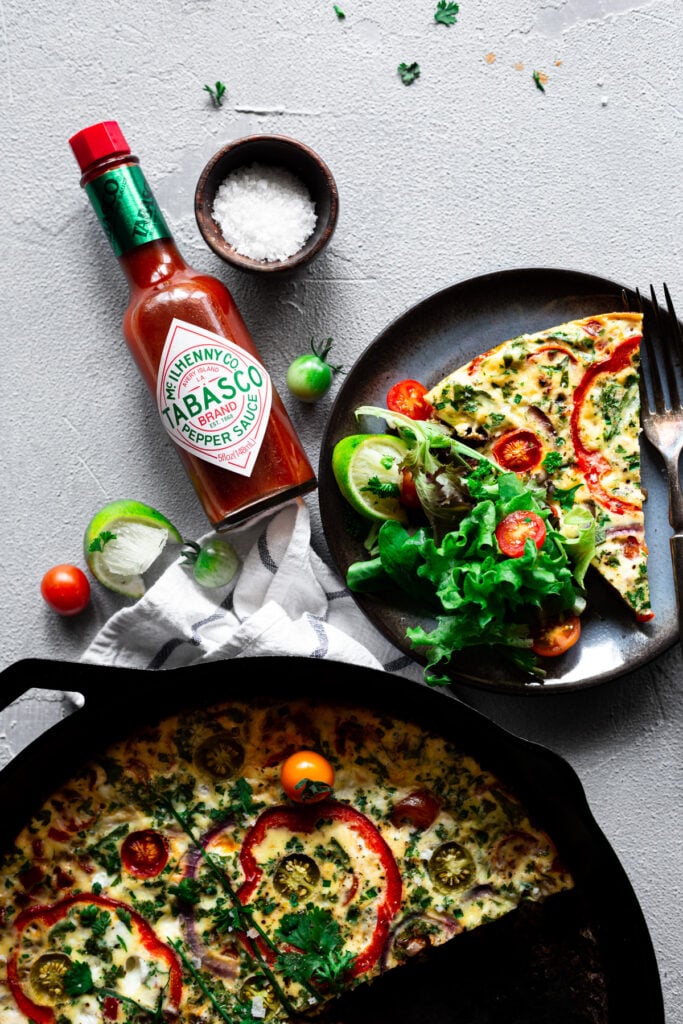 Herby Red Bell Pepper Baked Frittata Recipe • A Simple Pantry