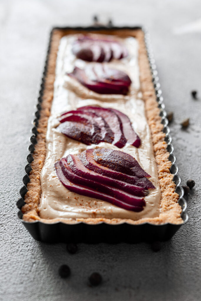 Vegan Poached Pear Tart • A Simple Pantry
