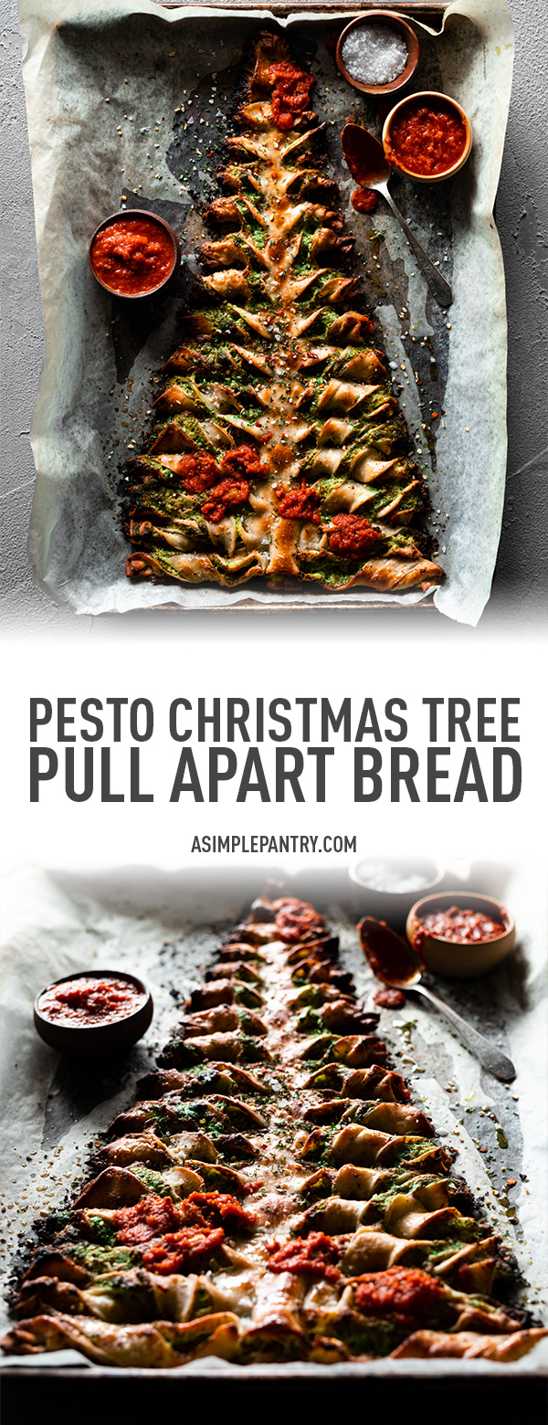 Cheesy Pesto Christmas Tree Pull-Apart Bread • A Simple Pantry